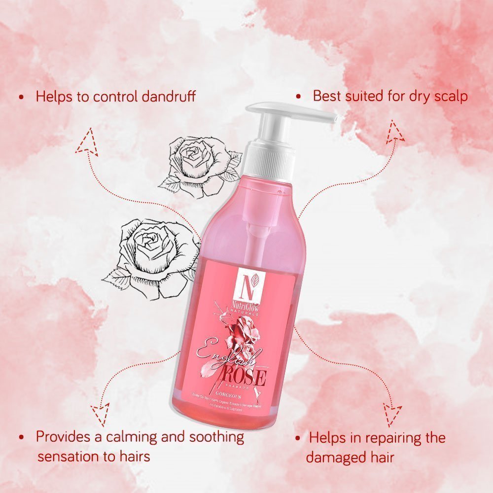 Nutriglow English Rose Shampoo | Best Sulphate & Paraben Free Shampoo