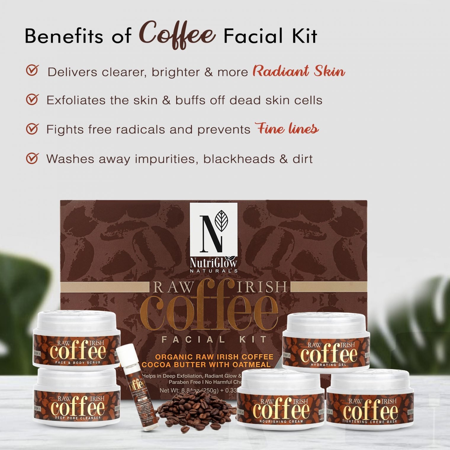 Nutriglow Natural Raw Irish Coffee Facial Kit | Nutriglow